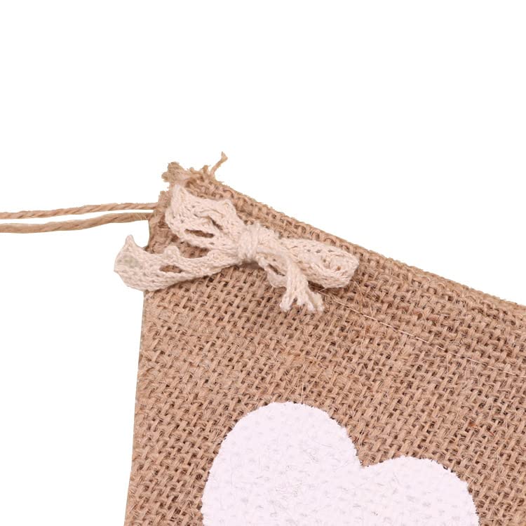 Dartsz MR & MRS Burlap Banner Heart Triangle Flags Pennant for Rustic Wedding Engagement Bridal Shower Party Decorations