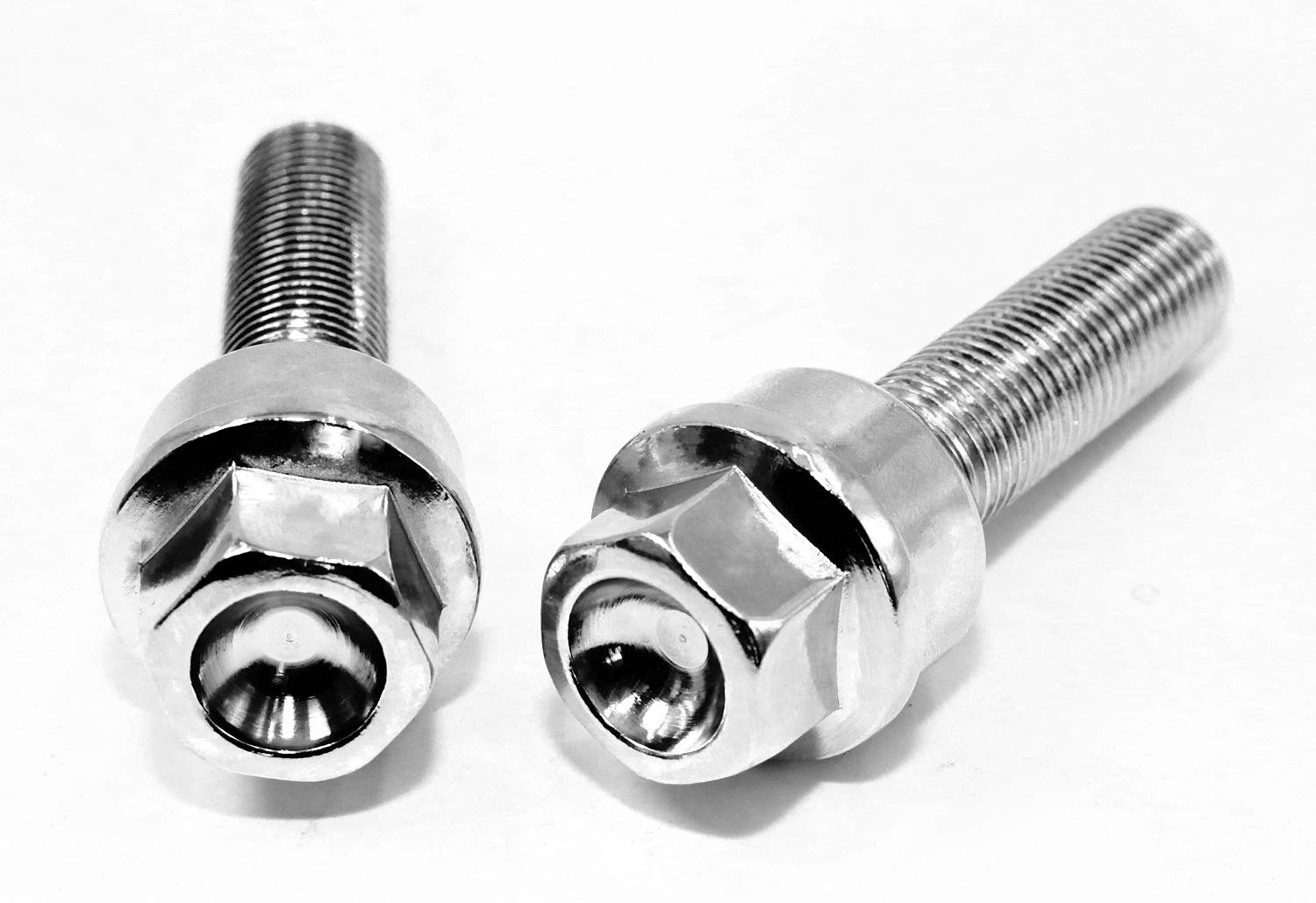 Set of 20 Veritek 14x1.5mm 45mm Extended Thread R14 Radius Chrome Ball Seat Washer Lug Bolts for Porsche Factory Wheels