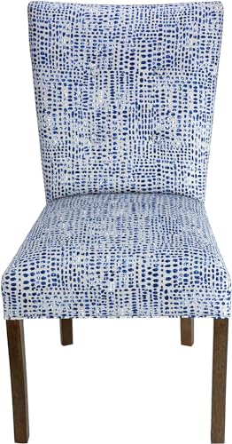Sole Designs Julia Collection Contemporary Dining Room Chairs, Sediment Print Fabric Upholstered Parsons Seat with Button Tufted Backrest, Set of 2, Set of 2, Blue