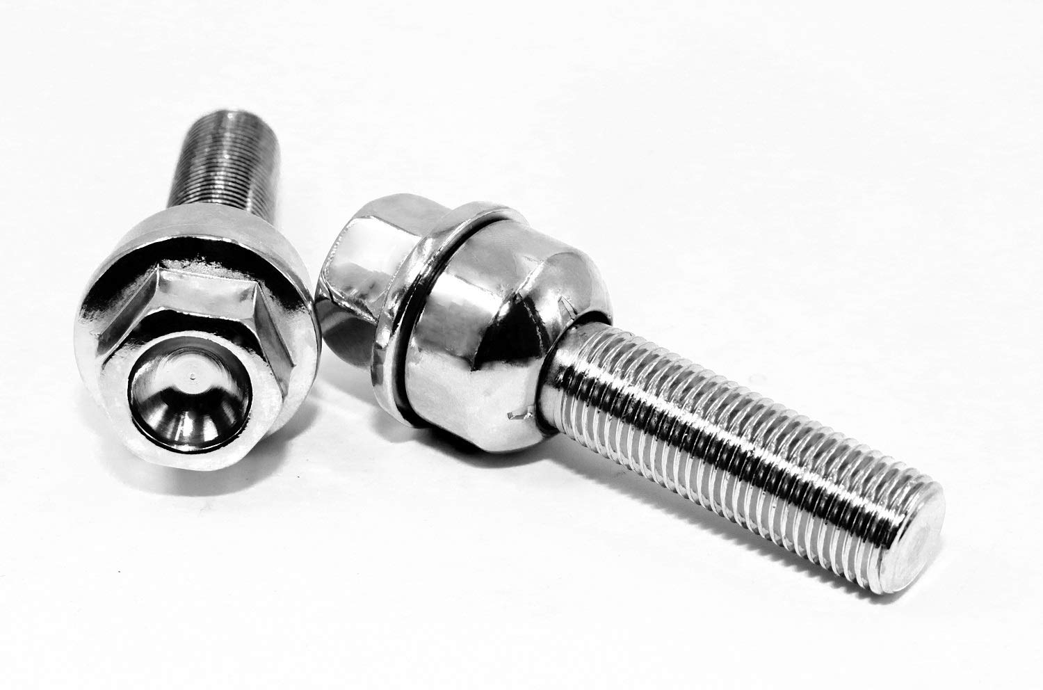 Set of 20 Veritek 14x1.5mm 45mm Extended Thread R14 Radius Chrome Ball Seat Washer Lug Bolts for Porsche Factory Wheels