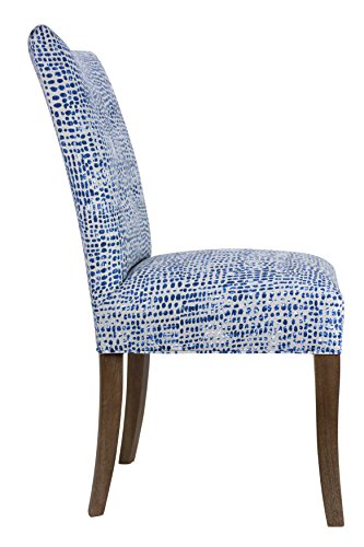 Sole Designs Julia Collection Contemporary Dining Room Chairs, Sediment Print Fabric Upholstered Parsons Seat with Button Tufted Backrest, Set of 2, Set of 2, Blue