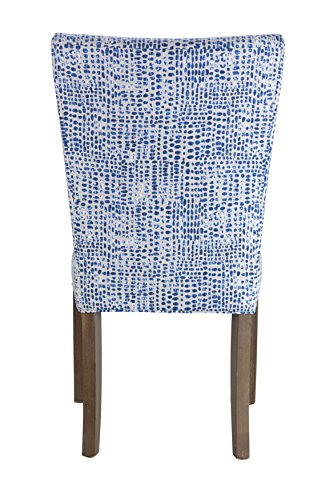 Sole Designs Julia Collection Contemporary Dining Room Chairs, Sediment Print Fabric Upholstered Parsons Seat with Button Tufted Backrest, Set of 2, Set of 2, Blue