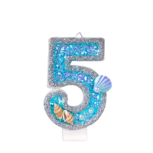 NKADKNS Birthday Candles, Number Candles (0-9) That Can Be Used in Combination. with Decorations Like Sea Shells, Conch, Pearls and More, Supplies for Anniversaries and Other Celebrations (5)