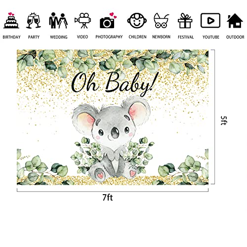 Lofaris Cute Koala 1st Birthday Party Backdrop Greenery Boy First Birthday Background Oh Baby Baby Shower Party Decor Cake Table Banner 7x5ft