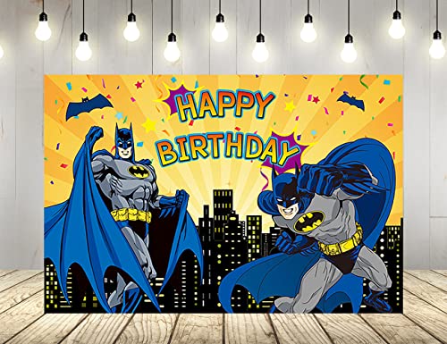 Black Bat Hero Backdrop for Birthday Party Supplies Superhero Batman Baby Shower Banner for Birthday Party Decoration 5x3ft