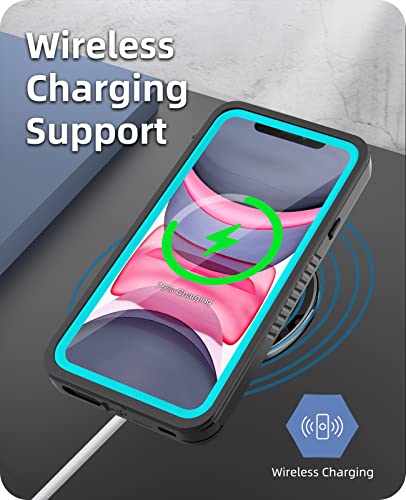 WIFORT iPhone 11 Waterproof Case - Built-in Screen Protector Water Resistant Cover Protective Drop Protection Hard, Shockproof Full Body Defender Tough Military Grade - 6.1" Teal