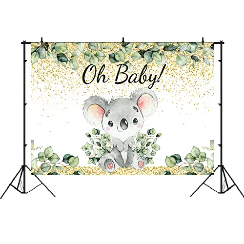 Lofaris Cute Koala 1st Birthday Party Backdrop Greenery Boy First Birthday Background Oh Baby Baby Shower Party Decor Cake Table Banner 7x5ft