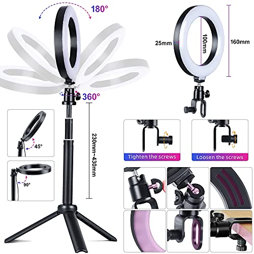 Webcam Ring Light for Laptop, 6 inch Zoom Lighting,Video Conference Lighting, MacBook Ipad Light for Teleworking/Zoom Calls/Self Broadcasting/Live Streaming/YouTube Video/TikTok