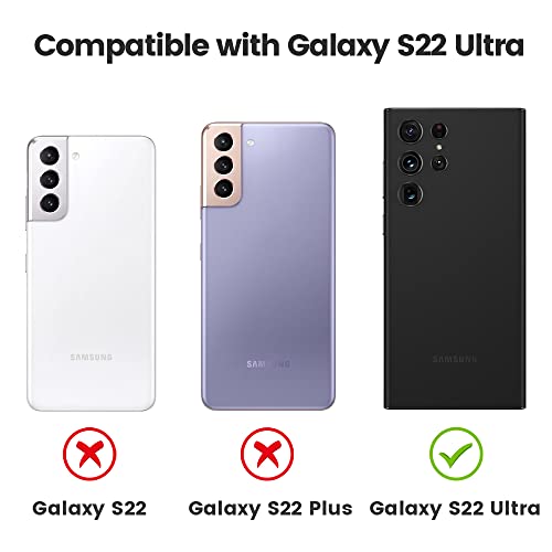 Tensea [3+2PCS] for Samsung Galaxy S22 Ultra Camera Lens Protector, 9H Tempered Glass Camera Cover Screen Protector Metal Individual Ring for S22 Ultra 5G 2022 Release (Clear)
