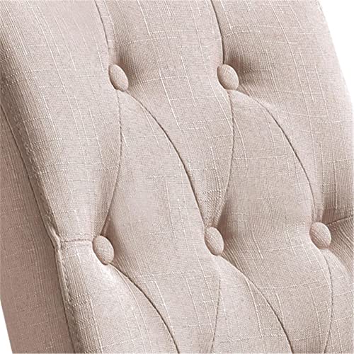 Aristocratic Style Dining Chair Noble and Elegant Solid Wood Tufted Dining Chair, Beige (Set of 2)