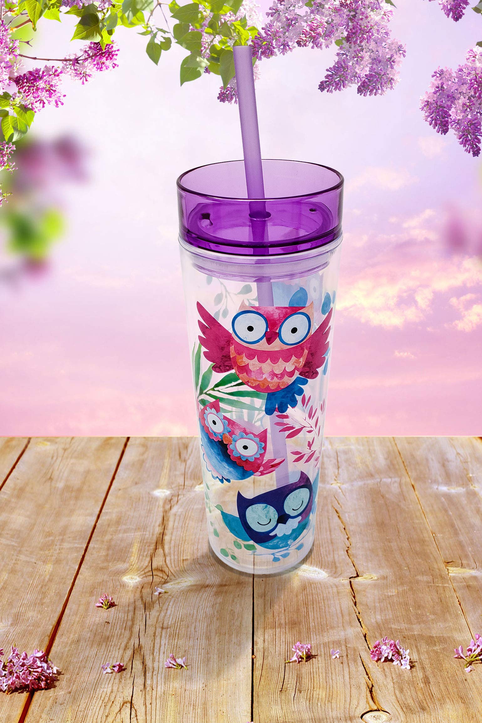 Spoontiques - Tall Cup with Straw - Acrylic Drinkware with Coordinated Lid and Straw - Batman, multicolor, 10.5" h (22101)