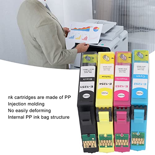 Fafeicy 4 Color PP Printer Ink Cartridges No Leakage Ink Cartridge Replacement T1251 T1252 T1253 T1254