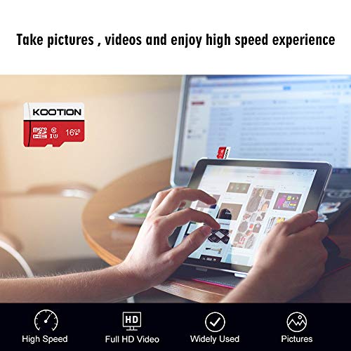 KOOTION 5 Pack 16GB Micro SD Cards Class 10 MicroSDHC Flash Memory Card with Adapter for Mobile Device, Tablet, Full HD Video -UHS-I C10 U1 TF Card