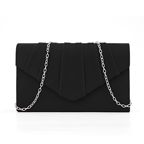 KUANG! Women's Evening Clutch Bag Velvet Pleated Envelope Clutch Handbag for Bridal Wedding Party
