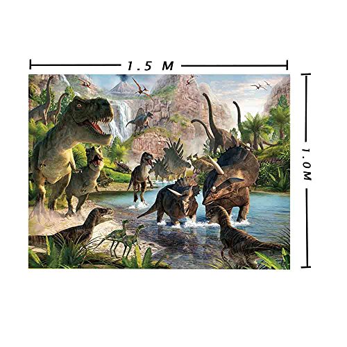 Qian Dinosaur Photography Background 3D Dinosaur Photo Studio Props Booth Party Decoration Backdrops Vinyl 5x3FT ly022