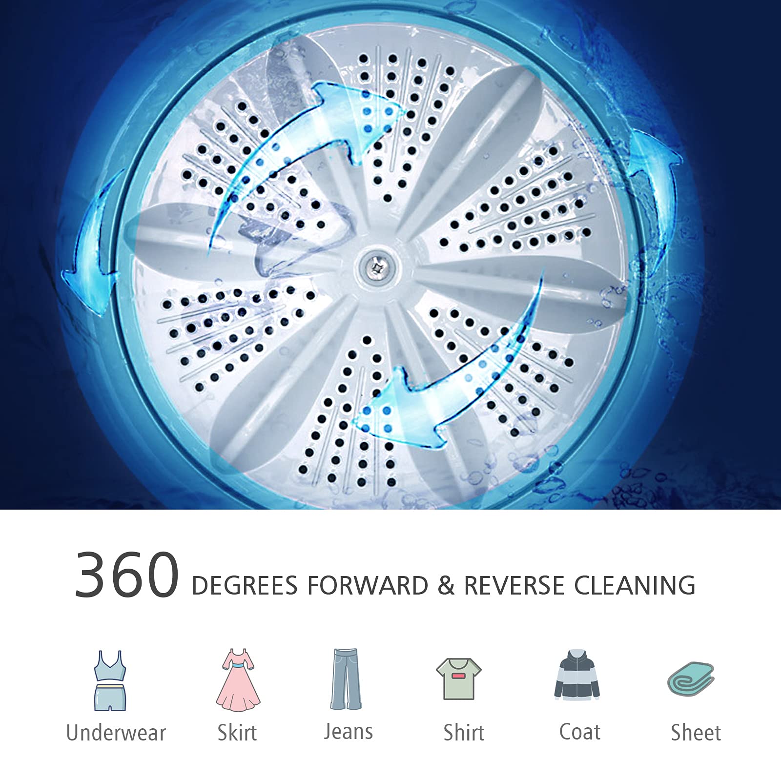 Portable Washing Machine, ARLIME Compact Mini Full-Automatic Laundry 2-In -1 Washer & Spin Dryer 7.7lbs Capacity W/Drainage Pump & Long Hose For Condo, Apartments, Dorms, RV’s Camping Living (Yellow)
