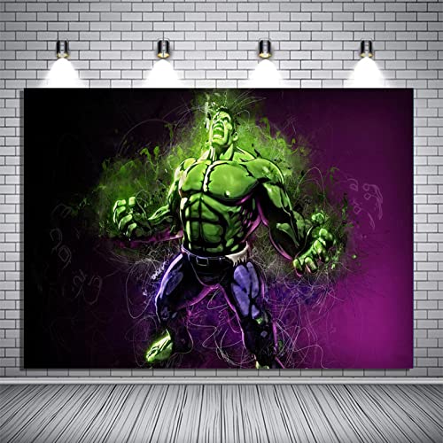 Cartoon Hulk Super Hero Photography Background Great Hulk Photo Backdrops for Baby Shower Children's Birthday Party Photo Booth Studio Props 5x3ft
