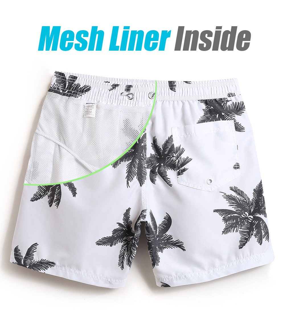 maamgic Men's 7 Inch Bathing Suits with Mesh Lining, Awhite7, L