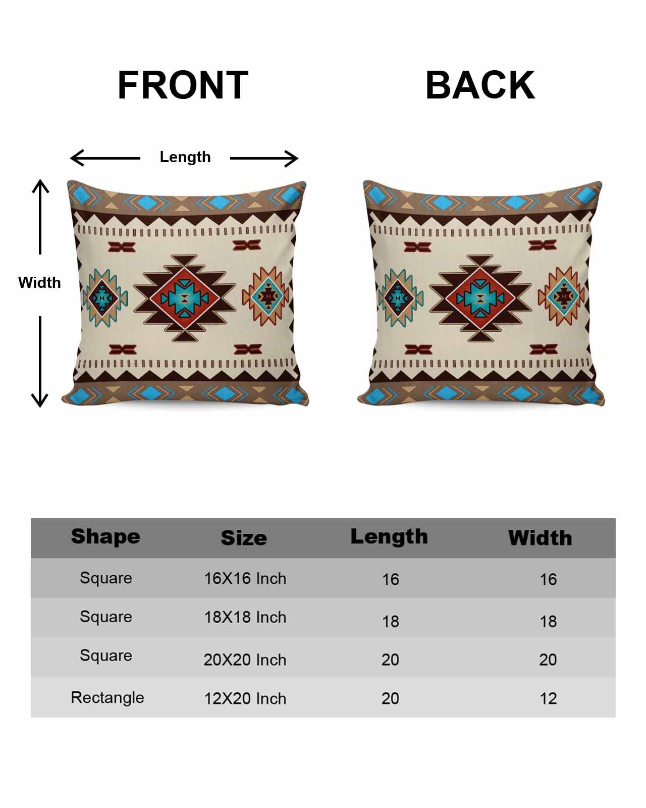 2 Packs Decorative Cotton Throw Pillow Covers, Native Americans in The US Totem Indian Style Geometric 20 x 20 Inch Square Reversible Soft Cushion Case for Couch Bedroom Sofa Living Room Chair Car