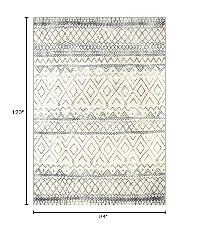 Maples Rugs Abstract Diamond Modern Distressed Large Area Rugs Carpet for Living Room & Bedroom [Made in USA], 7 x 10, Neutral