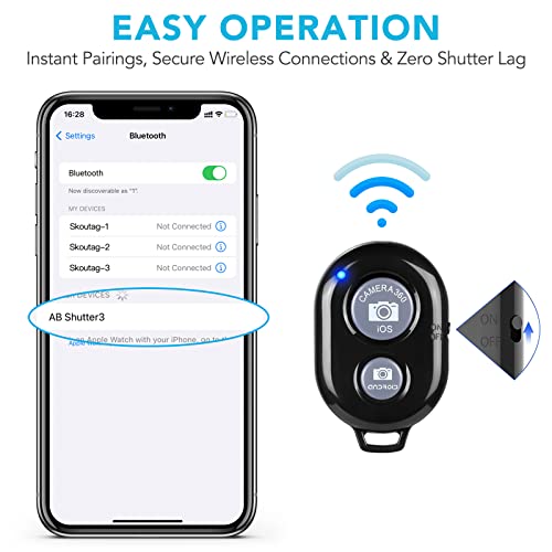 2 Pack Wireless Camera Remote Control - Wireless Remote for iPhone & Android Phones iPad iPod Tablet, Clicker for Photos & Videos - Blue&Pink