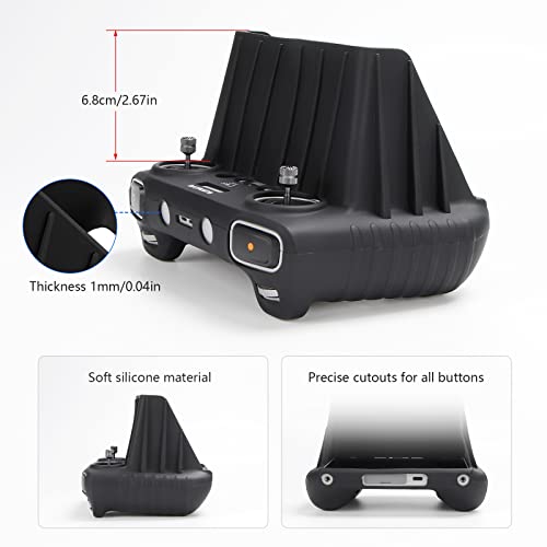Silicone Protective Cover Case with Sunshade Sun Hood for DJI Mini 3 Pro RC Remote Controller Accessories Skin Case (Black)