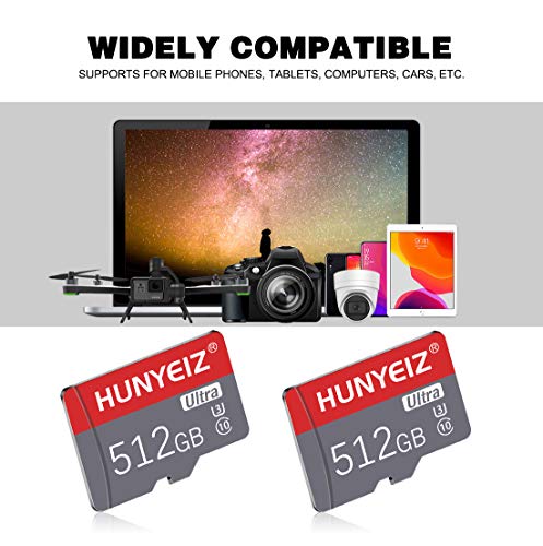 512GB Micro SD Card High Speed Class 10 microSDXC UHS-I Memory Card for Action Camera,Smartphones, Tablet,Security Camera with SD Adapter