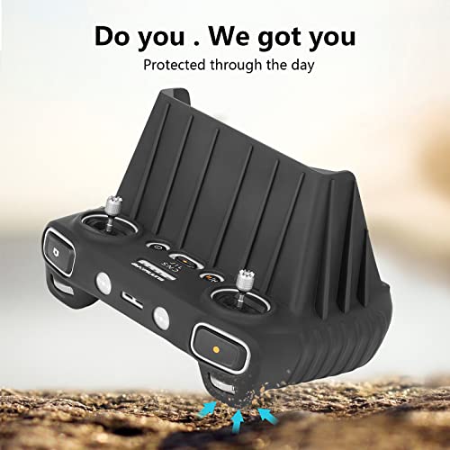 Silicone Protective Cover Case with Sunshade Sun Hood for DJI Mini 3 Pro RC Remote Controller Accessories Skin Case (Black)