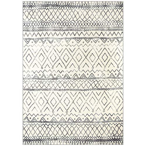 Maples Rugs Abstract Diamond Modern Distressed Large Area Rugs Carpet for Living Room & Bedroom [Made in USA], 7 x 10, Neutral