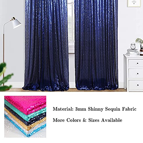 AMZLOKAE Sequin Curtains 2 Panels 2FTx8FT Navy Blue Sequin Curtain Backdrop Sequin Window Curtains Photography Backdrop Glitter Backdrop for Birthday Party Navy Fabric Sparkle Sequin Backdrop
