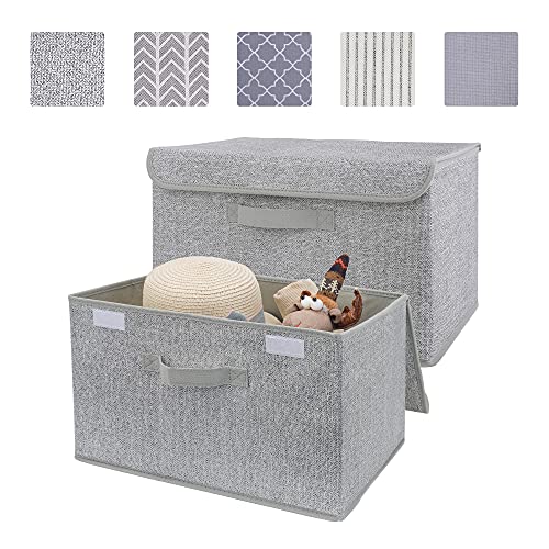GRANNY SAYS Storage Bins with Lids, Fabric Storage Boxes, Closet Organizers and Storage for Clothes Large Storage Boxes for Organizing Wire Shelves Closet Bookshelf, Gray, 2-Pack