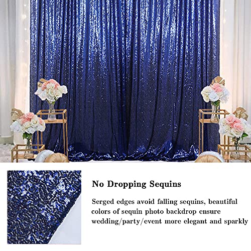 AMZLOKAE Sequin Curtains 2 Panels 2FTx8FT Navy Blue Sequin Curtain Backdrop Sequin Window Curtains Photography Backdrop Glitter Backdrop for Birthday Party Navy Fabric Sparkle Sequin Backdrop