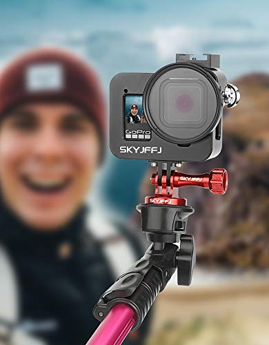 Aluminum-Tripod Adapter Attachment- Bolt -Adapter for Monopod Mount with Aluminum CNC Thumbscrew Compatible Action Camera gopro Hero 9 Tripod Mount DJI OSMO (RED)