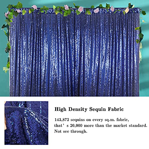 AMZLOKAE Sequin Curtains 2 Panels 2FTx8FT Navy Blue Sequin Curtain Backdrop Sequin Window Curtains Photography Backdrop Glitter Backdrop for Birthday Party Navy Fabric Sparkle Sequin Backdrop
