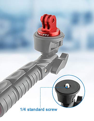 Aluminum-Tripod Adapter Attachment- Bolt -Adapter for Monopod Mount with Aluminum CNC Thumbscrew Compatible Action Camera gopro Hero 9 Tripod Mount DJI OSMO (RED)