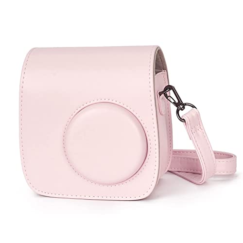 Phetium Protective Case Compatible with Instax Mini 7+ 7s 7c Instant Film Camera/Polaroid PIC-300, Premium Vegan Leather Bag Cover with Removable Strap (Blush Pink)