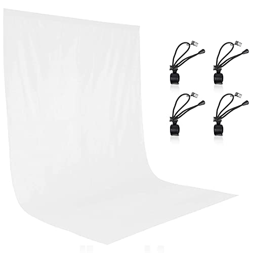 EMART 6x9ft Photography Backdrop White Backdrop for Photoshoot [Muslin 100% Cotton], Photo Video Studio White Back Drop with 4 Clips for Photography Background Screen, Party Backdrop Curtains