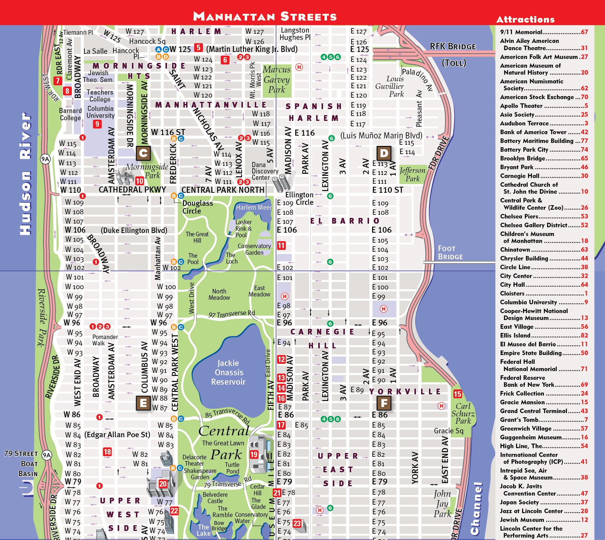 StreetSmart® NYC Map Midtown Edition by Van Dam-Laminated pocket city street map of Manhattan w/ all attractions, museums, sights, hotels, Broadway Theaters & NYC Subway map; 2023 Edition
