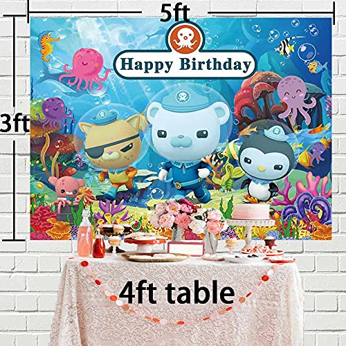 QUEENMO Octonauts Backdrop Birthday Party Supplies Banner Underwater World Small Cute Hero Photography Backdrop Photo Backdrop Background
