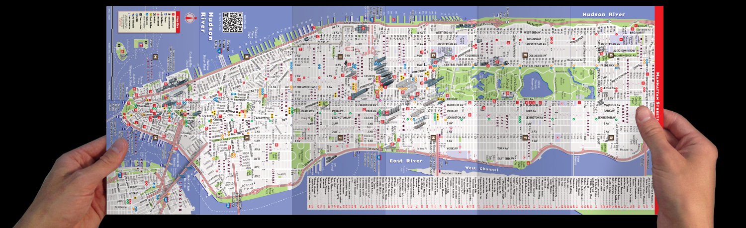 StreetSmart® NYC Map Midtown Edition by Van Dam-Laminated pocket city street map of Manhattan w/ all attractions, museums, sights, hotels, Broadway Theaters & NYC Subway map; 2023 Edition