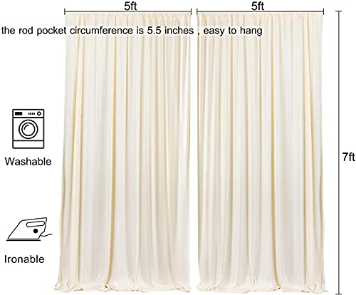 10x7ft Champagne Wrinkle Free Thick Fabric Backdrop Curtain Drapes Beige Backdrop Panels Background for Birthday Wedding Baby Shower Party