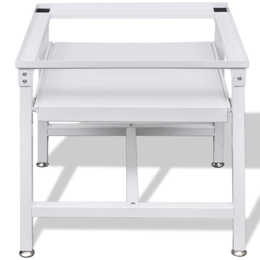 Kavolet Washing Machine Pedestal with Pull-Out Shelf, Washer and Dryer Stand, Mini Fridge Stand, White