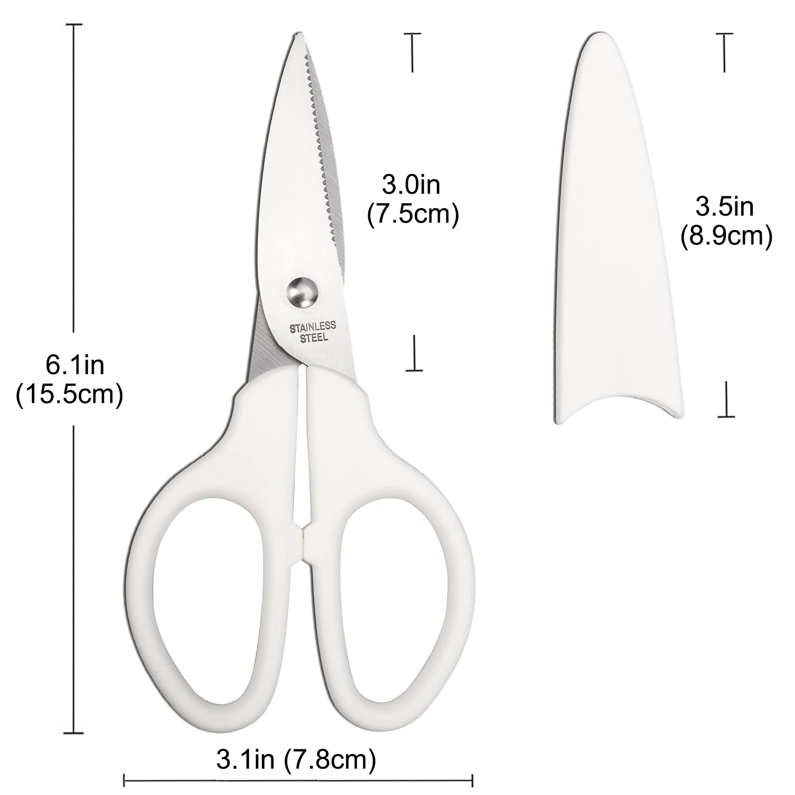 YOUGUOM 6in Multipurpose Scissors, Comfort Grip, Stainless Steel Sharp Basic Shears for Office Home Household Kitchen School Craft Supplies w/ Protective Cover