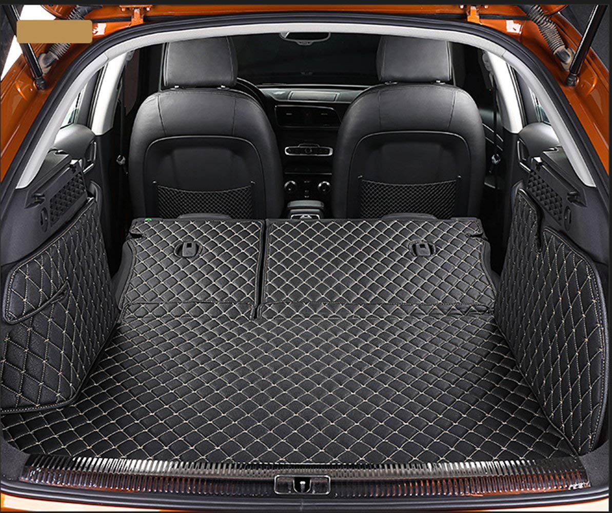 Worth-Mats Trunk Mat Compatible with Porsche Cayenne SUV Fuel 2019-2024 3D Full Coverage Cargo Liner Black with Gold Stitching