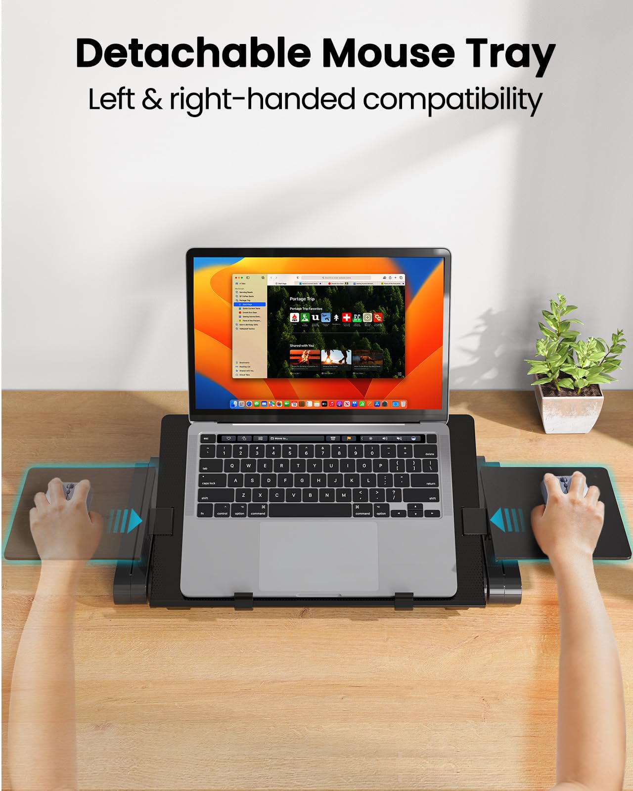 HUANUO Adjustable Laptop Stand, Laptop Desk for up to 15.6" Laptops, Portable Laptop Table Stand with 2 CPU Fans, Detachable Mouse Pad, Ergonomic Lap Desk for Laptop, TV Bed Tray, Standing Desk
