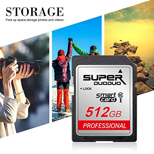 SD Card Class 10 Memory Card 512GB for Vloggers,Filmmakers,Photographers & Videographer SD Card 512GB for Digital Camera,Tablet High Speed SD Card