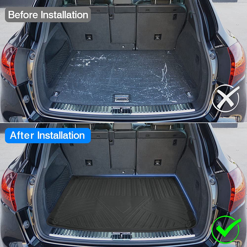 T TGBROS Cargo Mat Custom Fit for 2011-2018 Porsche Cayenne (ONLY Fit with Standard Bose Sound System) Accessories All Weather Cargo Liner Rear Trunk Liner Black Non-Slip