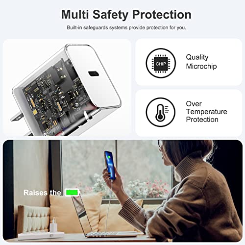 USB C Wall Charger, 2-Pack 20W Fast Charger Block, Type C PD Power Delivery Charging Block Plug for iPhone 11/12/13/14/Pro Max, XS/XR/X, iPad Pro, AirPods Pro, Samsung Galaxy and More(White)
