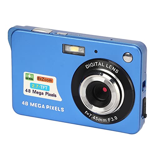 Digital Camera, 8X Zoom, 4K 48MP, 2.7in LCD Display, Vlogging Camera, with Fill Light, Rechargeable Mini Camera, Anti Shake, for Photography Continuous Shooting (Blue)