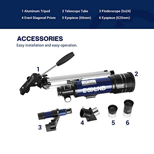 ESSLNB Beginner Telescope for Kids and Children 70mm Astronomical Refractor Telescopes Multi-Fully Coated Kids Telescope with Tripod
